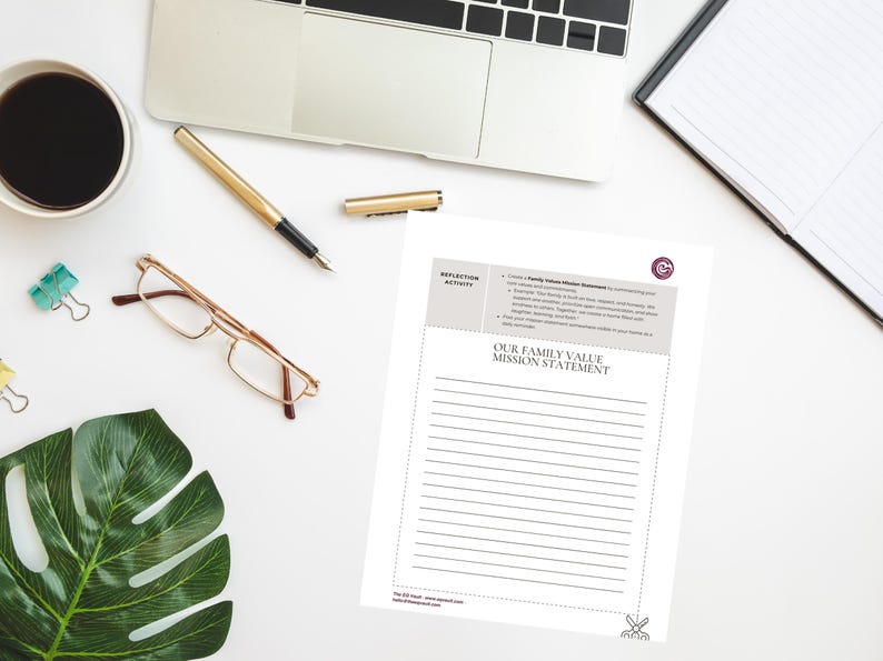 Family Values Worksheet,printable Workbook PDF, Core Values Guide for ...