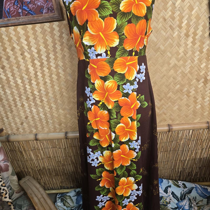 Barkcloth Dress Aloha - Etsy