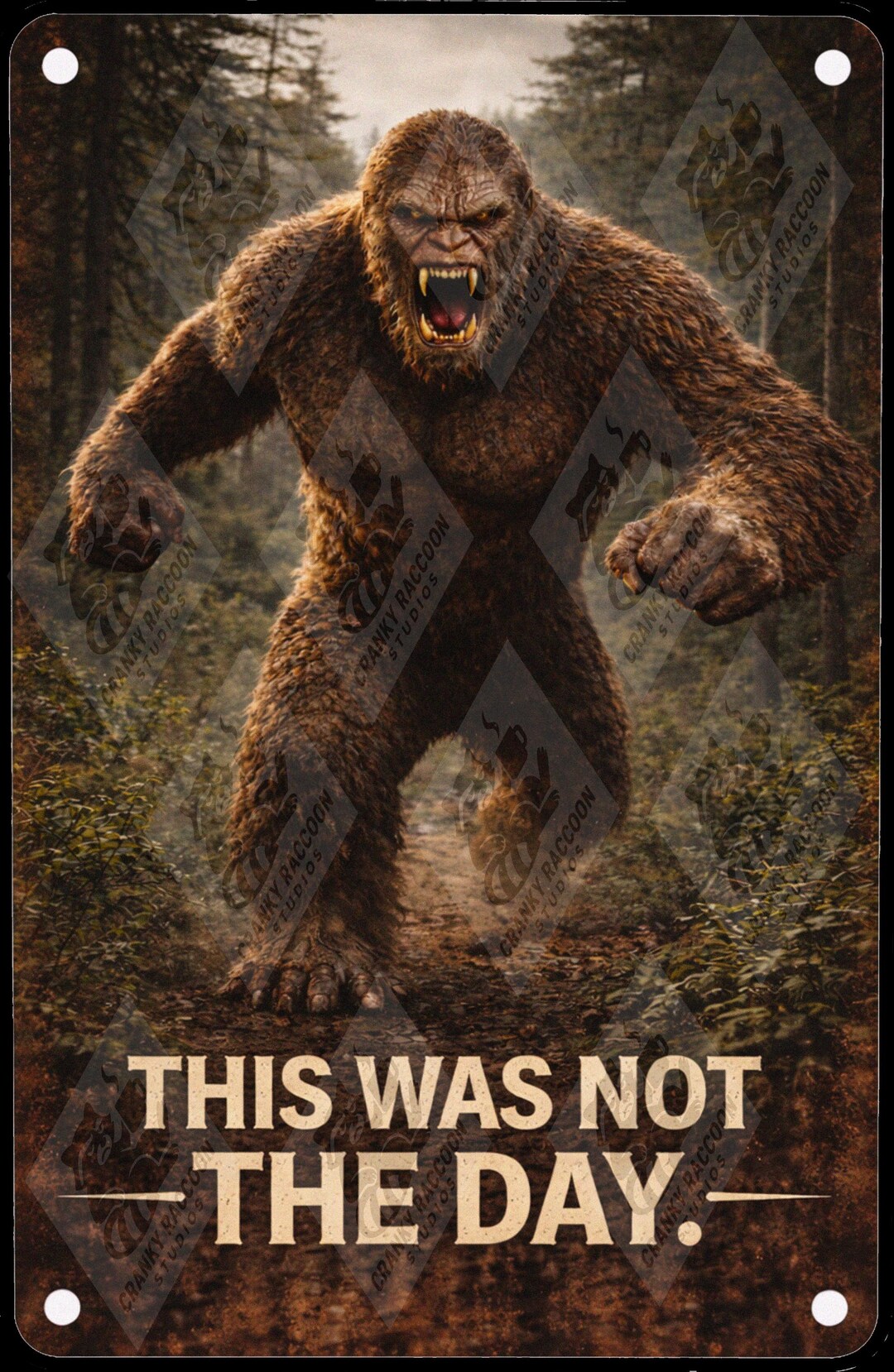 This Was Not the Day – Angry Sasquatch Metal Sign | 7x10 Funny Warning ...