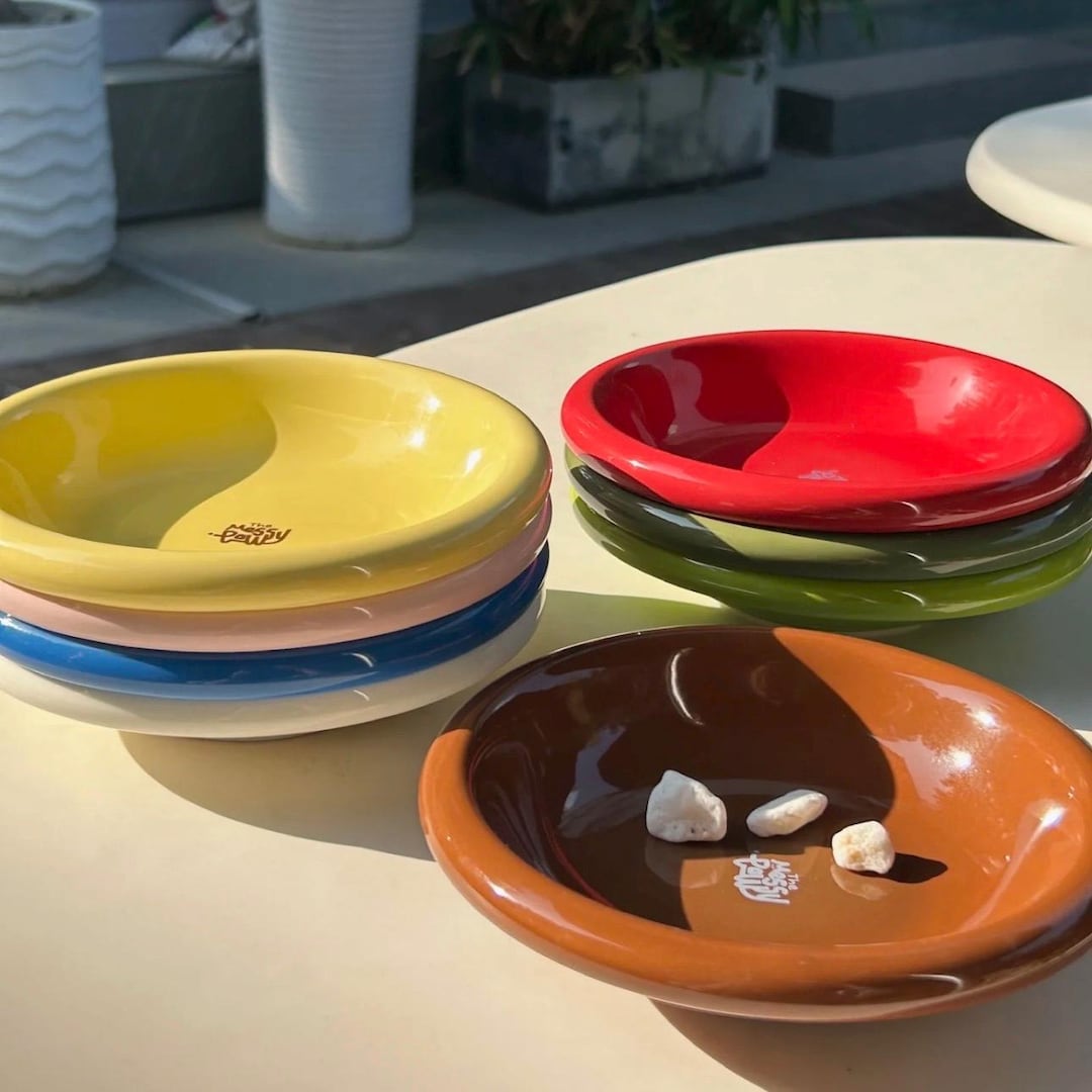 Halo Handmade Shallow Ceramic Pet Bowl - Etsy