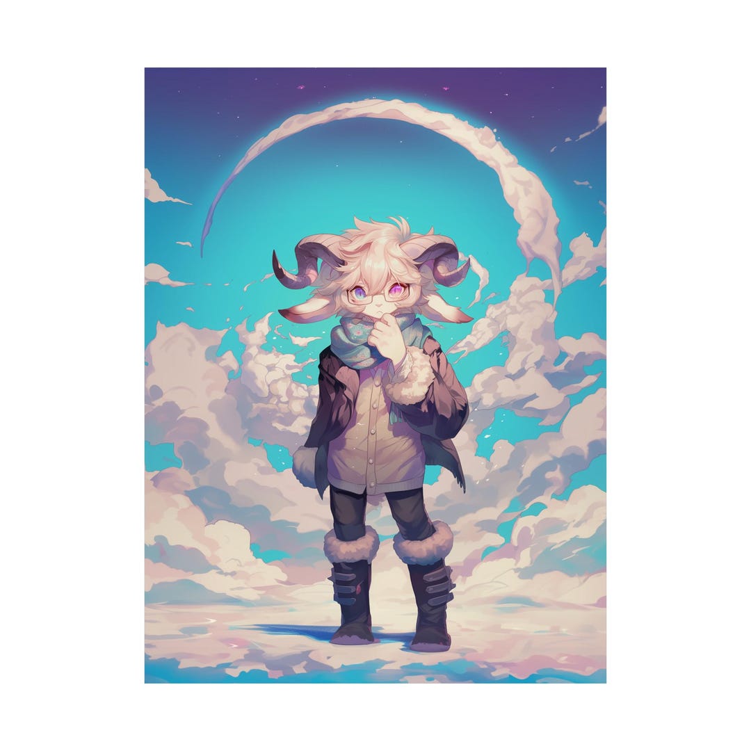 Sheep Boy on Cloud Scape, Matte Vertical Posters, Fursona, Anime, Wall ...