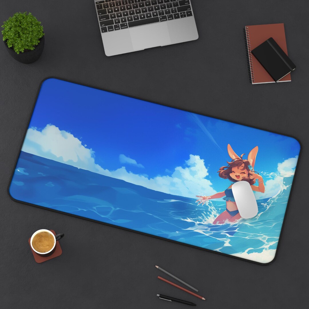Bunny Girl, Splashing in Wave, Ocean, Sea, Water, Beach, Desk Mat ...
