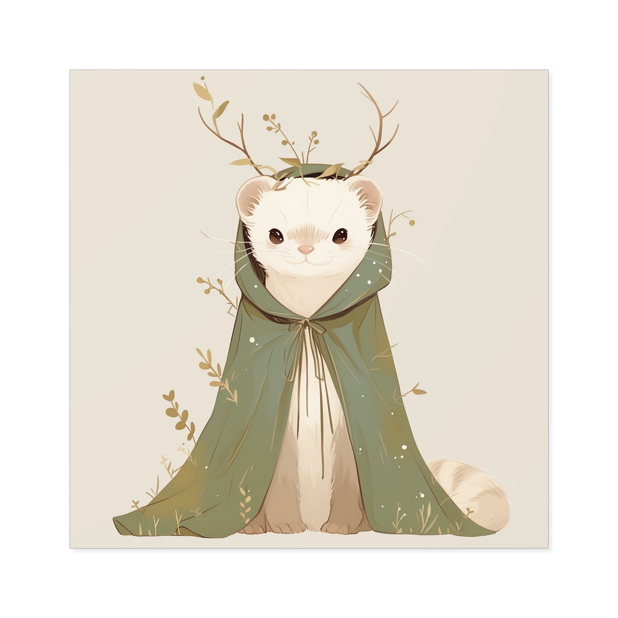 Fantasy Ferrets, Druid in Sage Cloak, Square Stickers, Indooroutdoor - Etsy