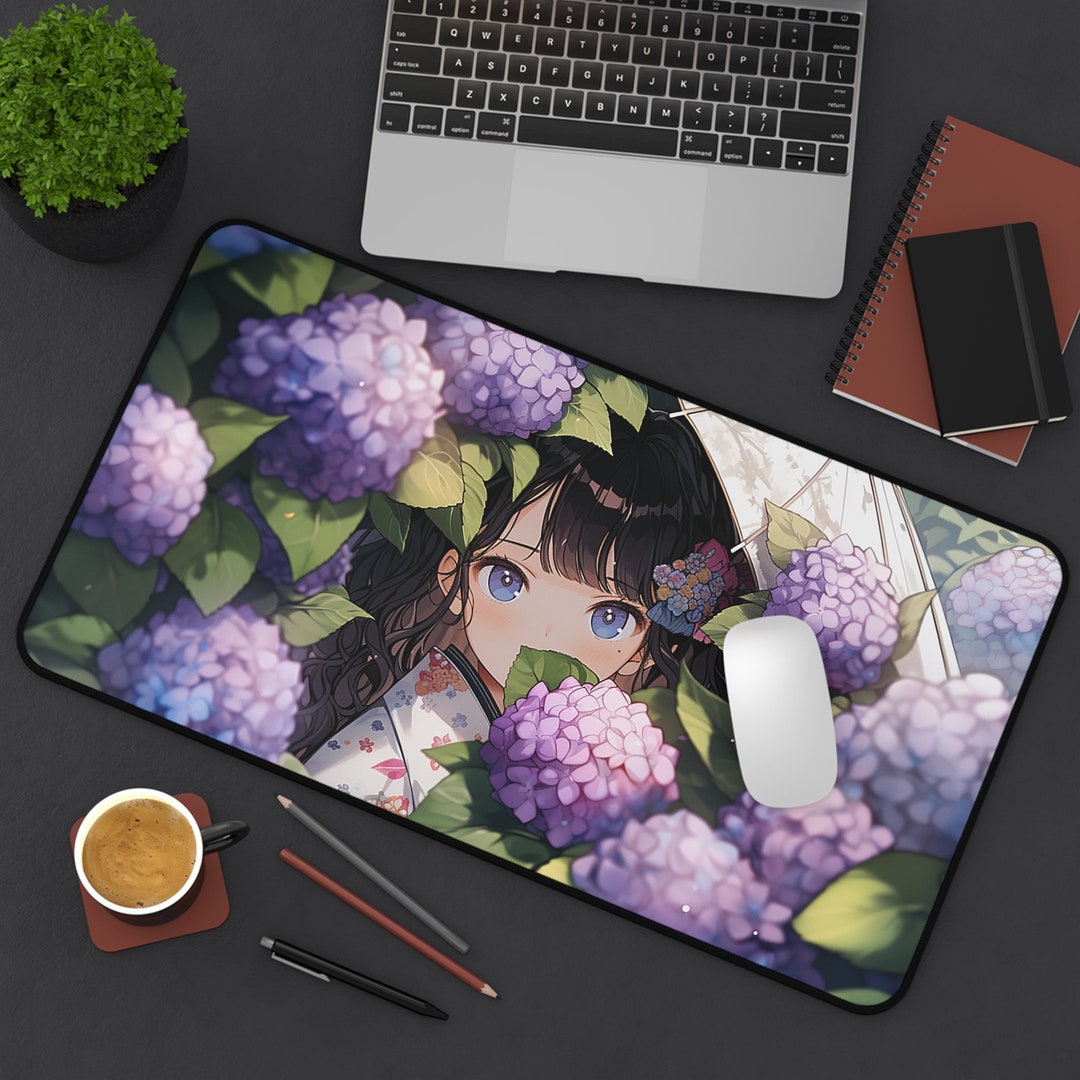 Purple Hydrangeas, Desk Mat, Anime, Parasol, Hydrangeas, Computer, Home ...