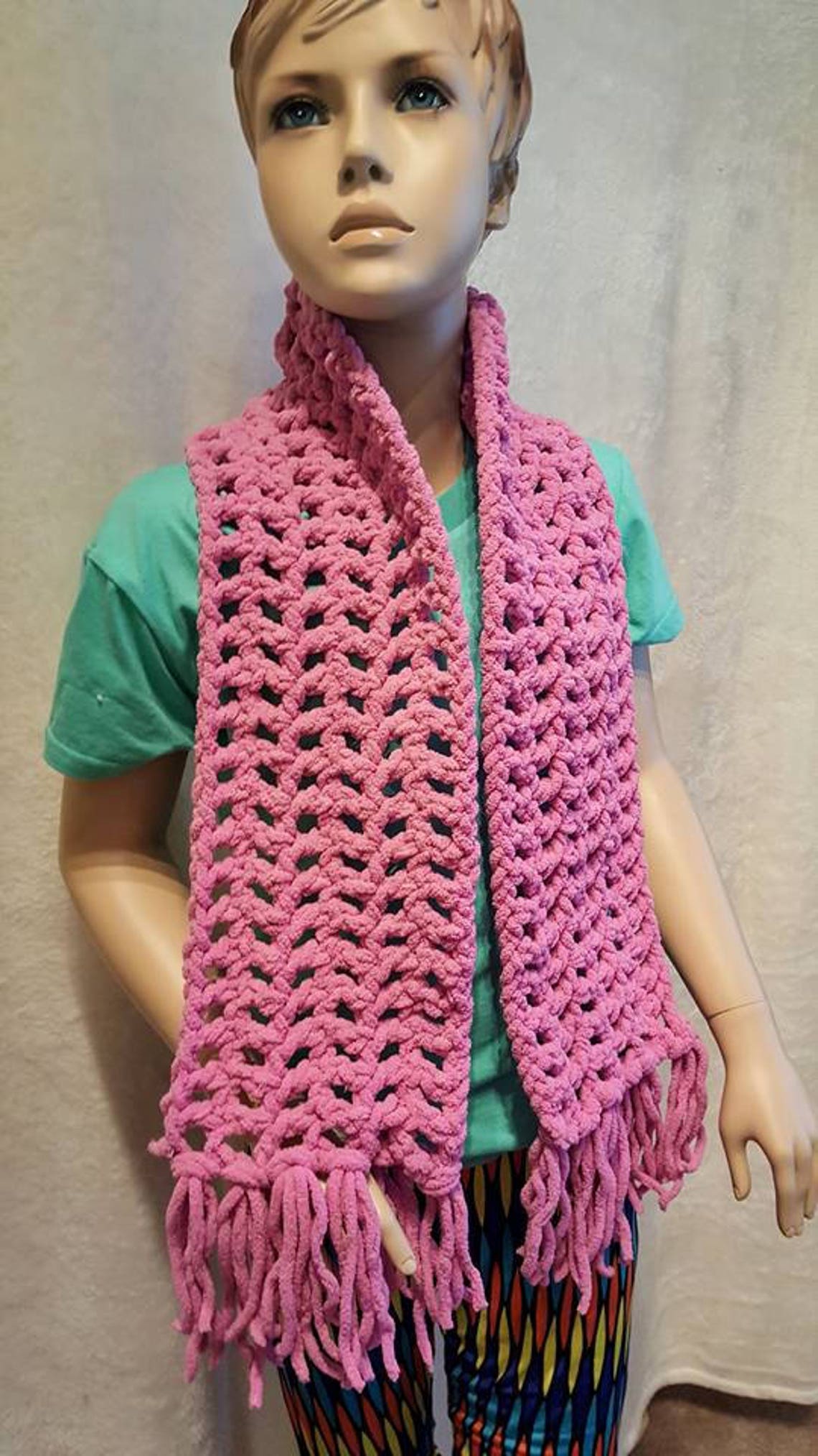 Little Girl's Pink Crochet Scarf Fringes Pink Girls - Etsy