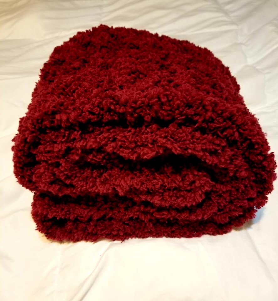 Red Chunky Crochet Infinity Scarf, Red Fleece Scarf, Knitted Scarf ...