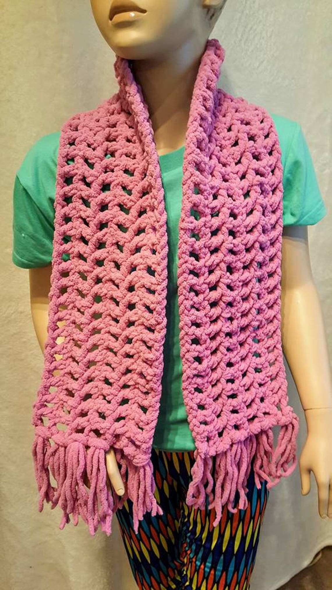 Little Girl's Pink Crochet Scarf Fringes Pink Girls - Etsy