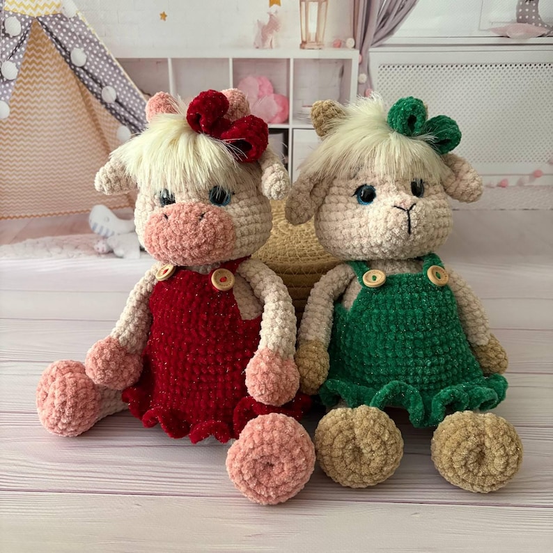 Crochet Cow or Goat Plush Toy | Handmade Amigurumi Farm Animal Nursery ...