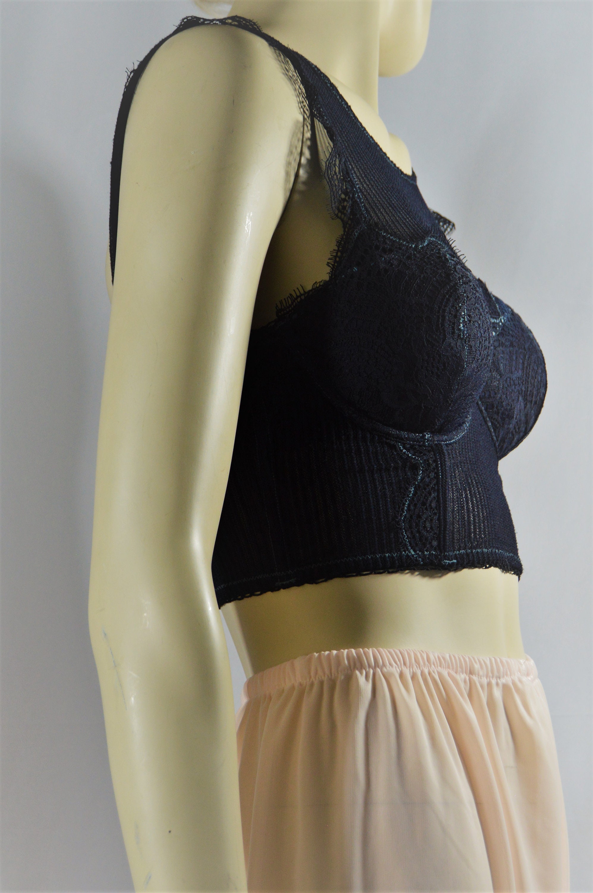 Black Long Line Bra - Etsy