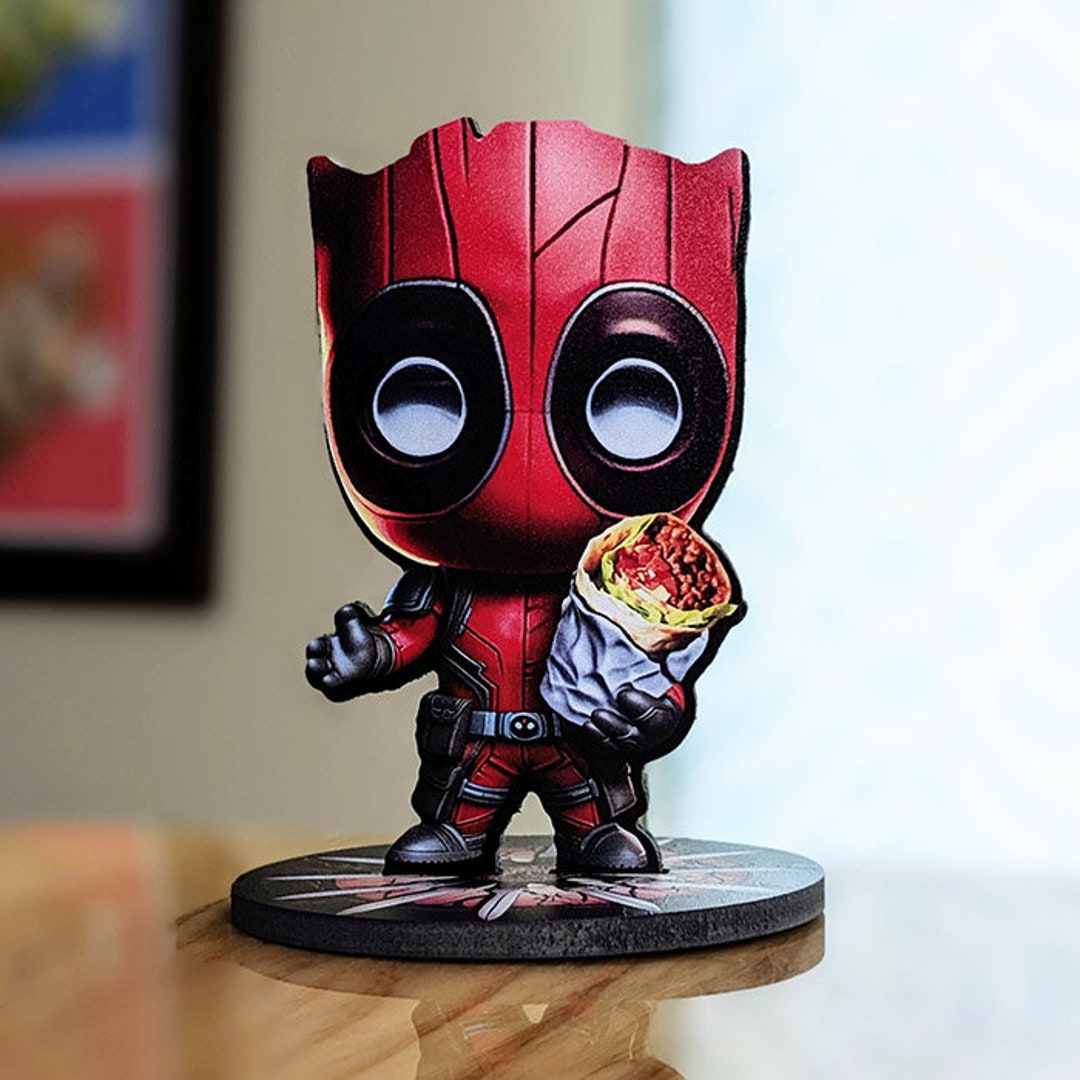 Deadpool Baby Groot Mash-up Character Standee Flat PVC Art Cutout With ...