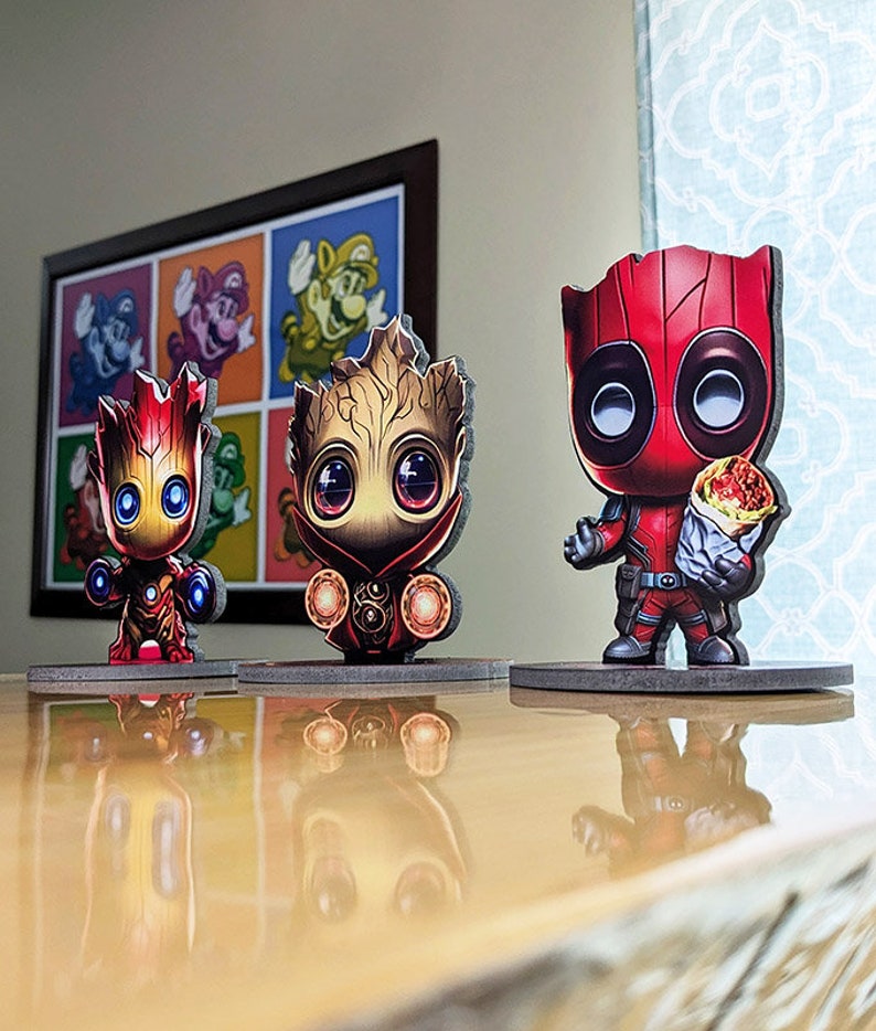 Deadpool Baby Groot Mash-up Character Standee Flat PVC Art Cutout With ...