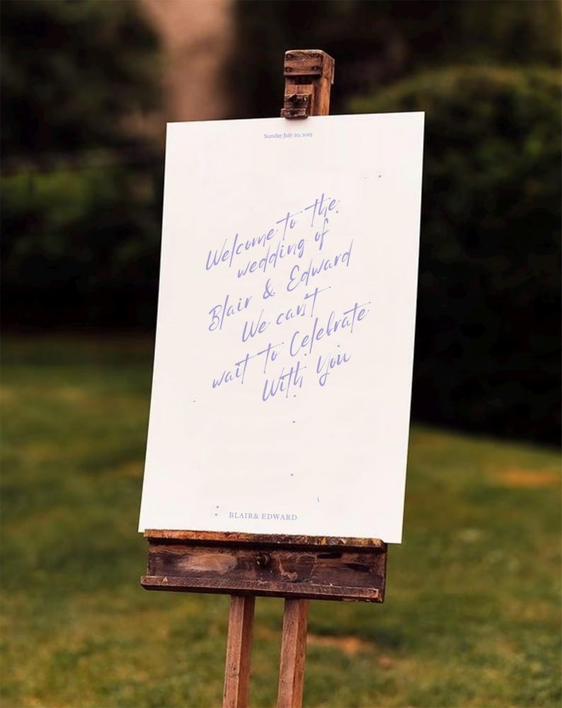 Minimal Wedding Welcome Sign Template, Handwritten Script, 24x36 Canva ...