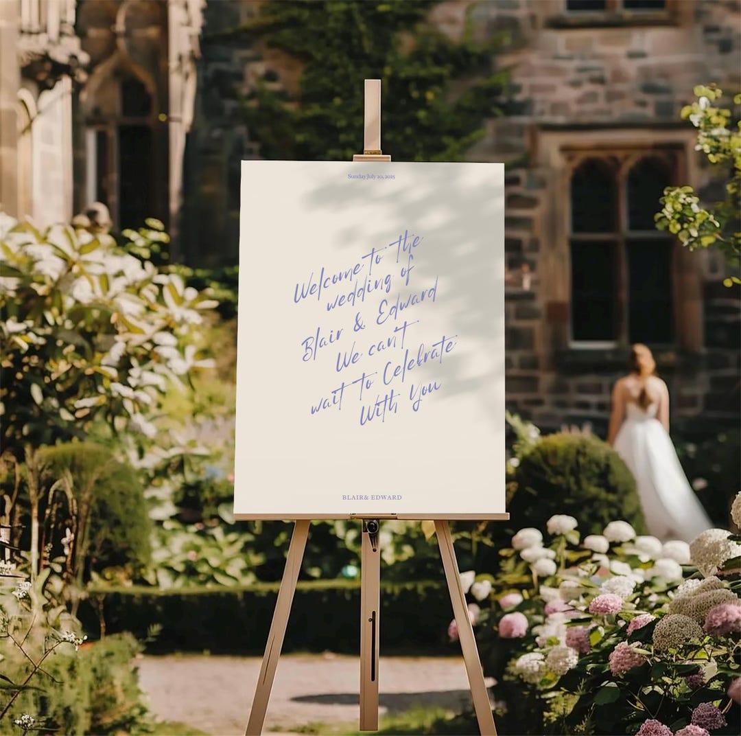 Minimal Wedding Welcome Sign Template, Handwritten Script, 24x36 Canva ...