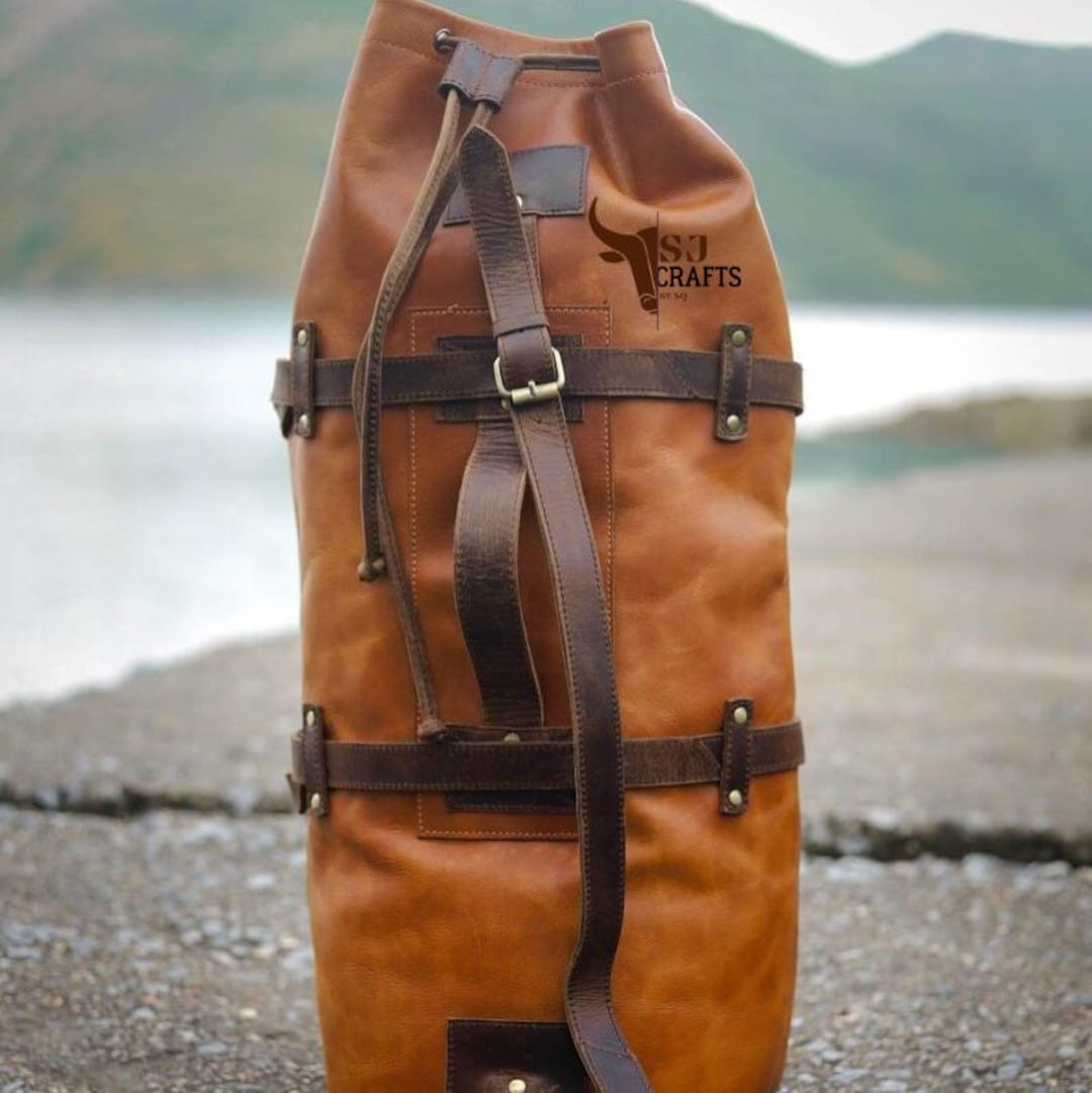 Handmade Full-grain Leather Motorcycle Duffel Bag, Brown Travel ...