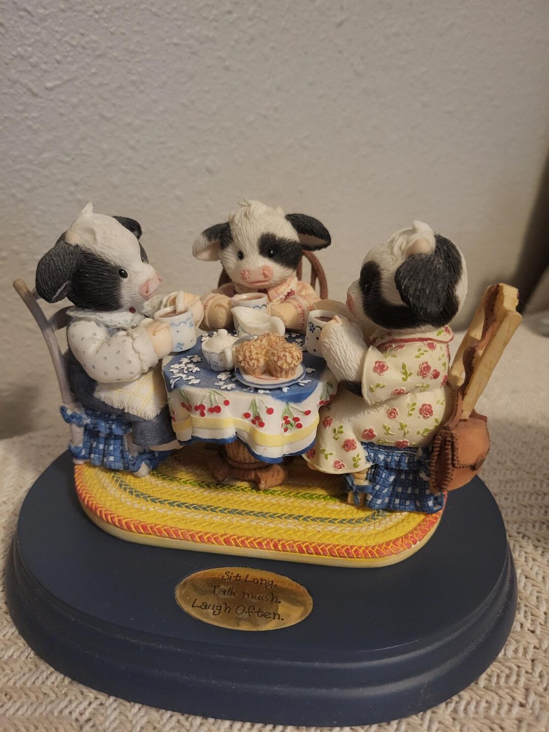Mary Moo Moos "sit Long Talk Much Laugh Often" With Wooden Base #102639 ...