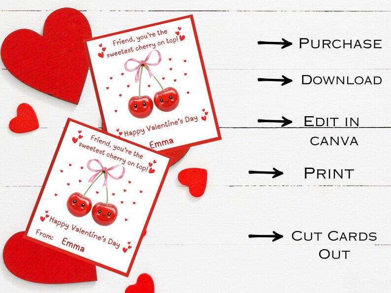 Cherry Valentine's Day Cards | Printable Classroom Valentines | Kids ...