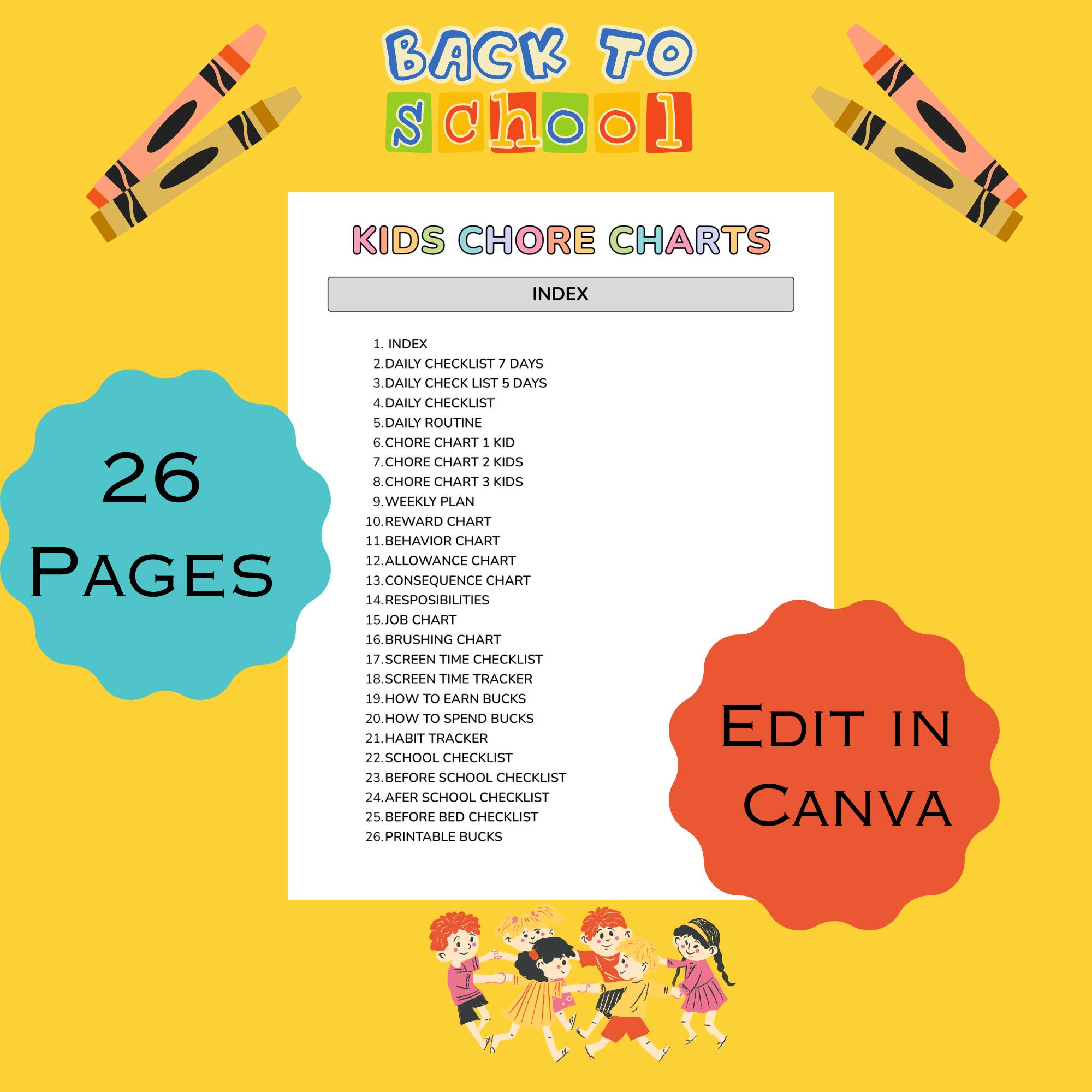 Printables | Kids Digital Chore Chart Bundle | Printable Chore Chart ...