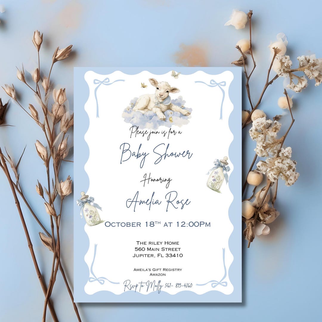 Sweet Baby Shower Lamb Invite | Printable Template for Boy's ...