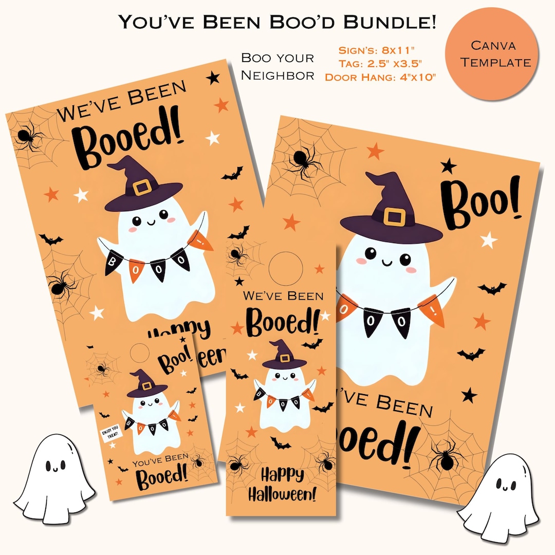 You've Been Booed Bundle | Halloween Printable Set | Door Hanger, Gift ...