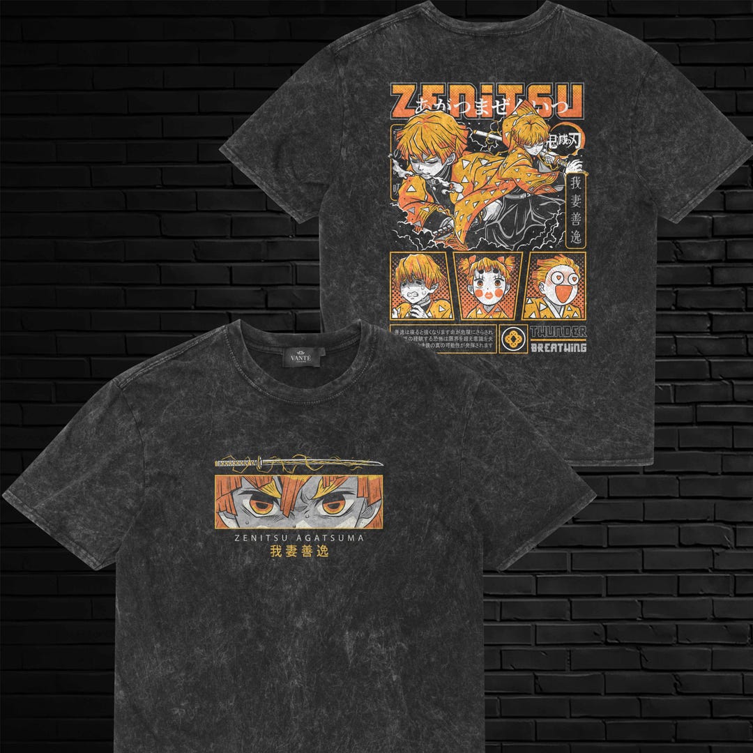 Zenitsu Agatsuma T-shirt, Demon Slayer Anime, Two-sided Design - Etsy