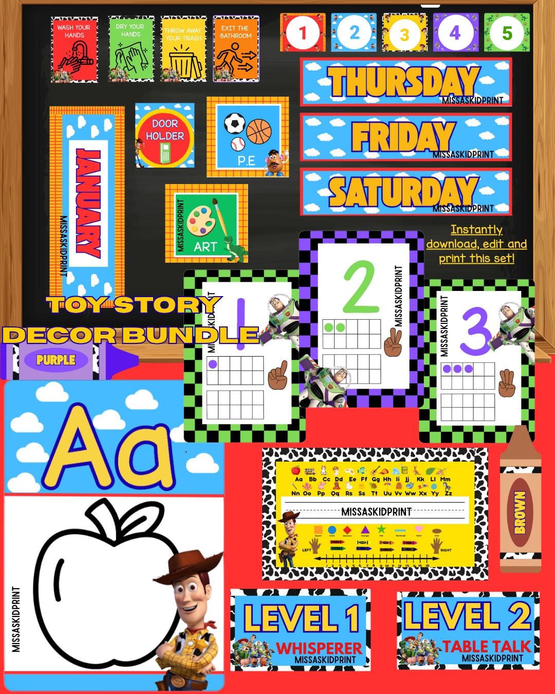Toy Story 1 and 2 Classroom Decoration Bundle | Back to School Decor - Etsy