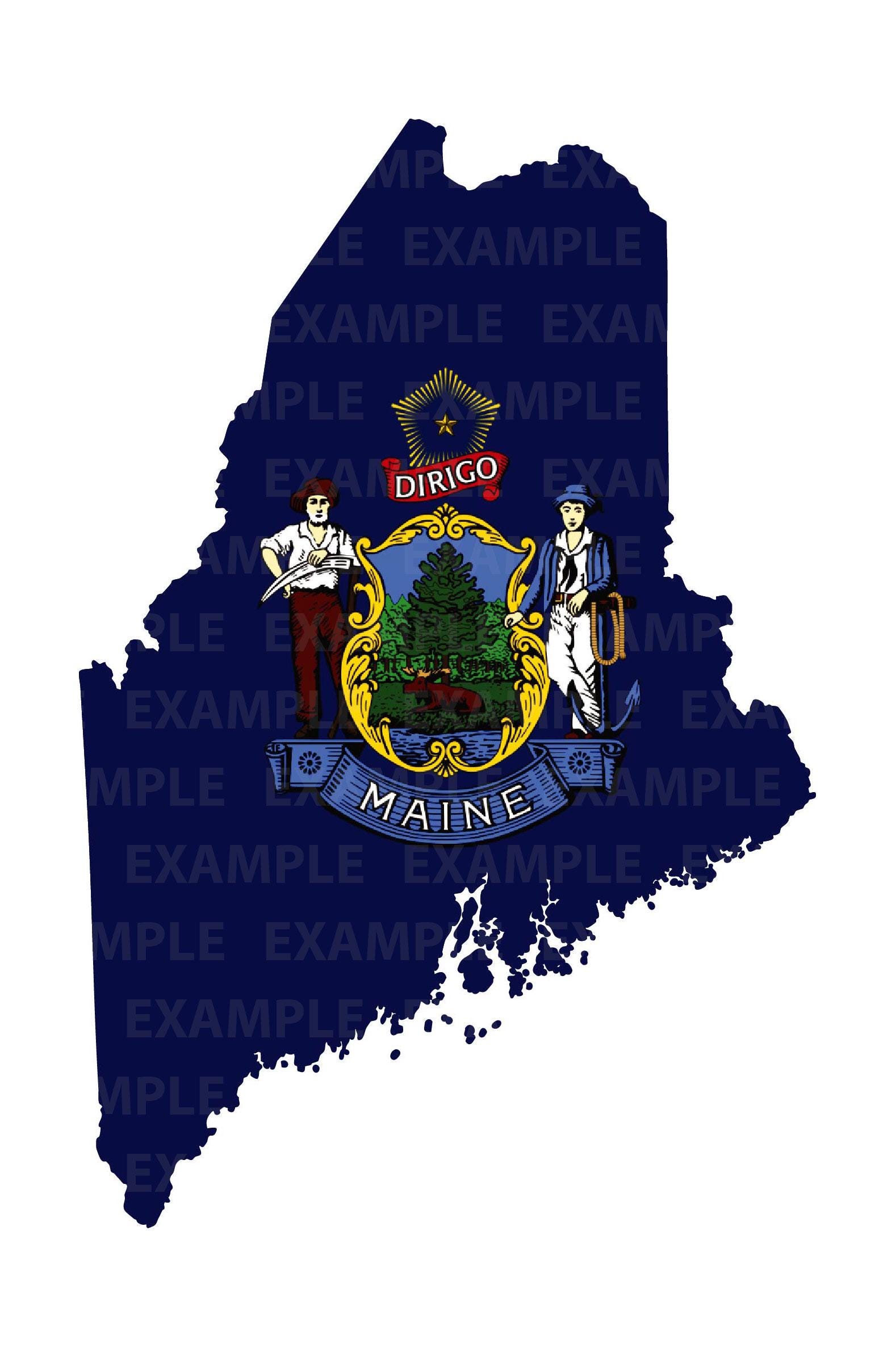 Maine Silhouette Outline Map Vector Cut File Instant Download - Svg ...