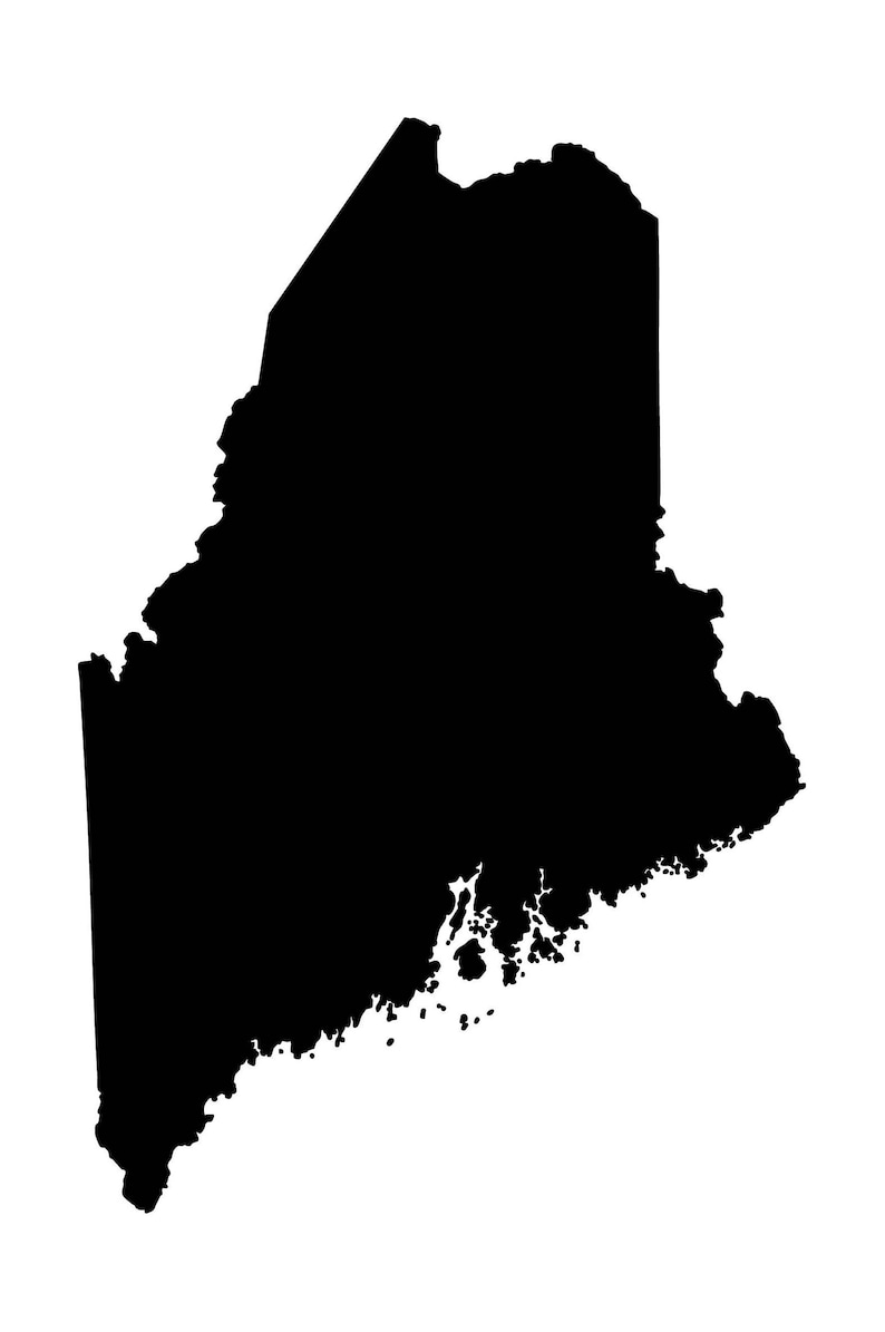 Maine Silhouette Outline Map Vector Cut File Instant Download - Svg ...