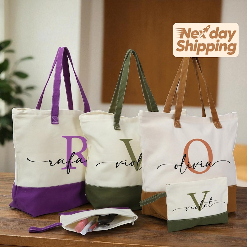 Personalized Name Canvas Tote Bag: Custom Everyday Carryall - Etsy