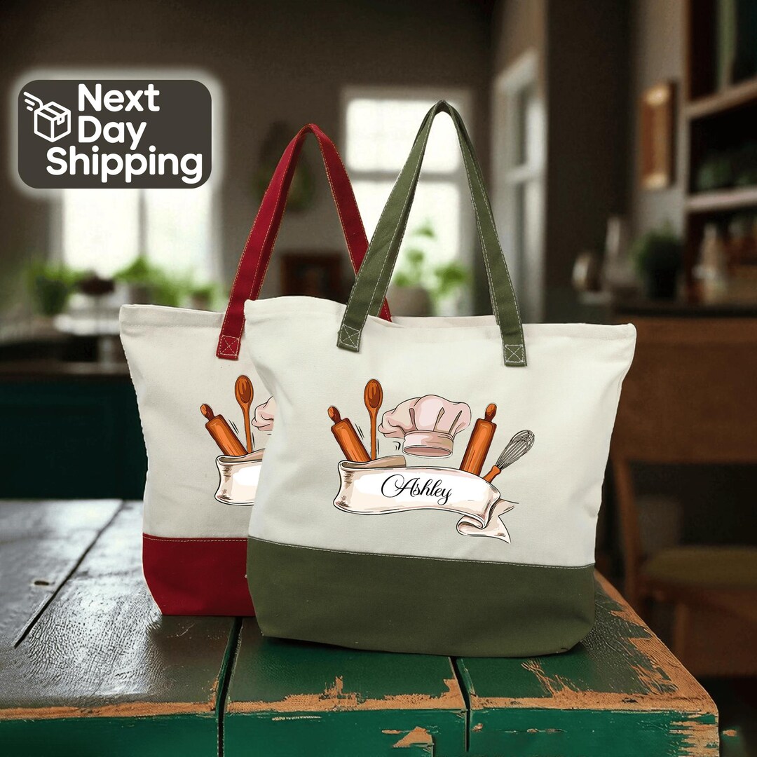 Personalized Baking Tote Bag With Name, Custom Baker Tote Bag, Pastry ...
