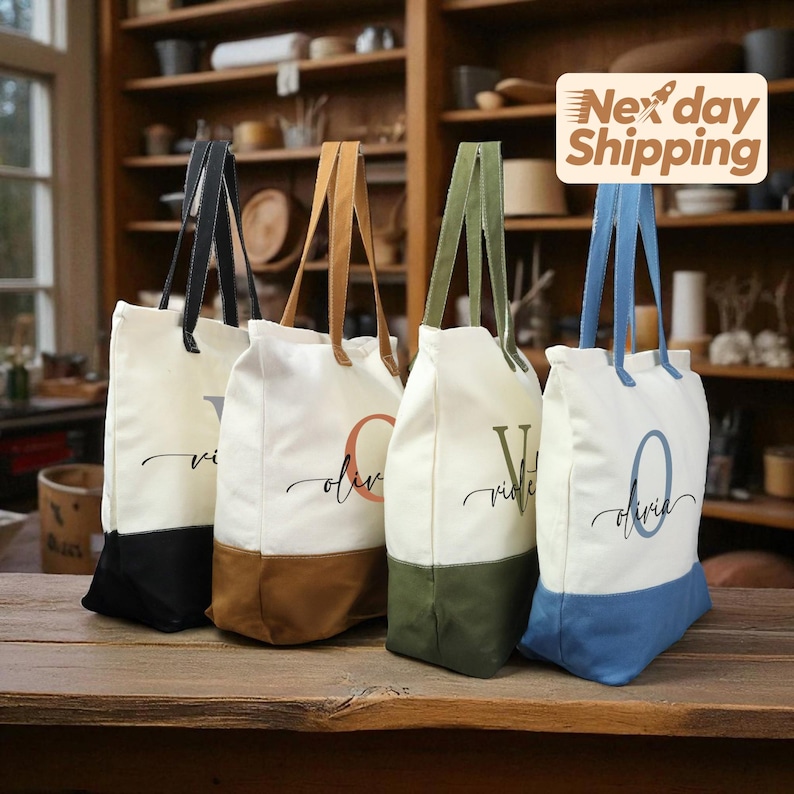 Personalized Name Canvas Tote Bag: Custom Everyday Carryall - Etsy