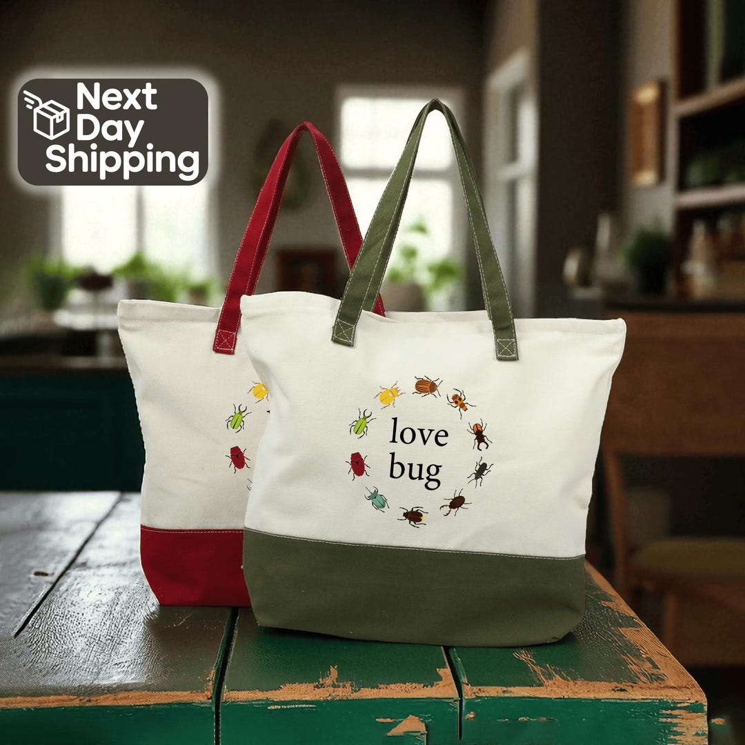 Love Bug Tote Bag, Cute Bug Lover Bag, Insect Aesthetic Tote for Nature ...