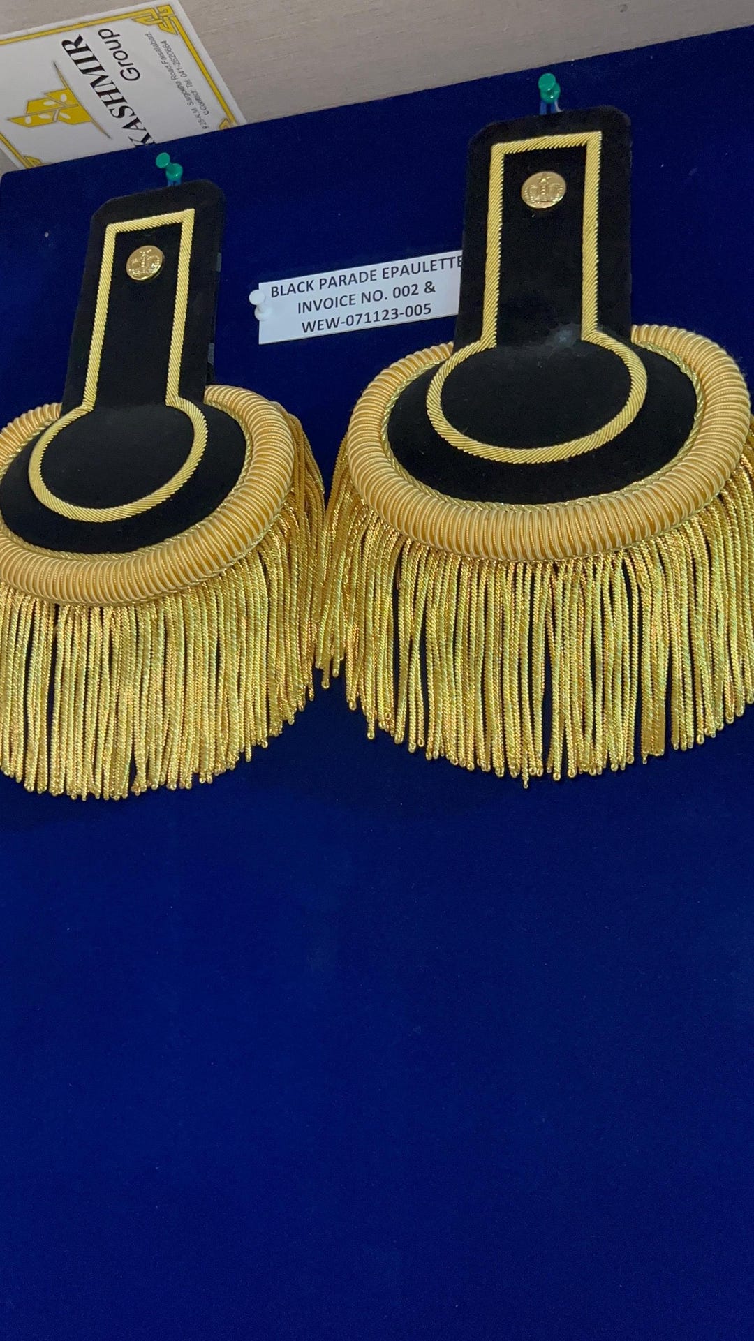 Gold Fringe Parade Epaulettes – Black Military Shoulder Costume ...