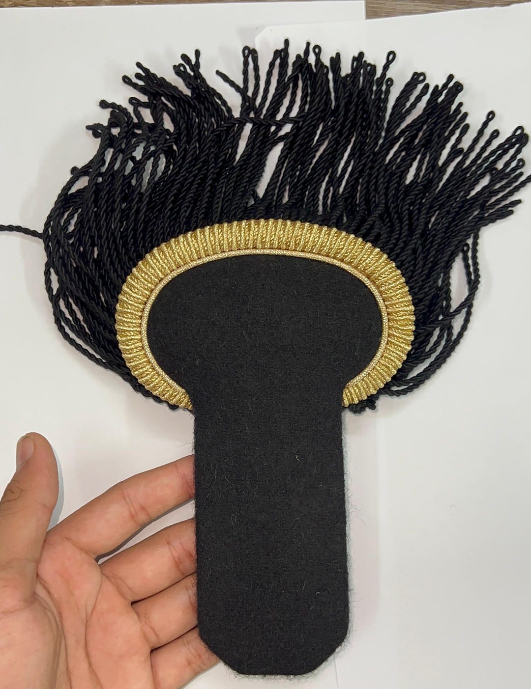 Black and Gold Military Epaulette With Fringe – Uniform Shoulder Board ...