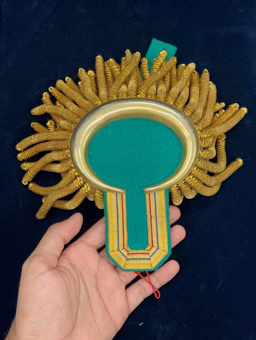 Handmade Military Epaulette: Gold Bullion Fringe, Green Felt - Single ...