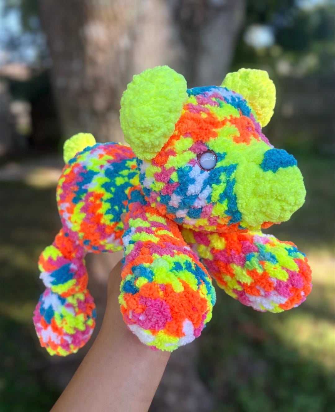 Crochet Neon Bear Plushie: Handmade Stuffed Animal Lovey - Etsy