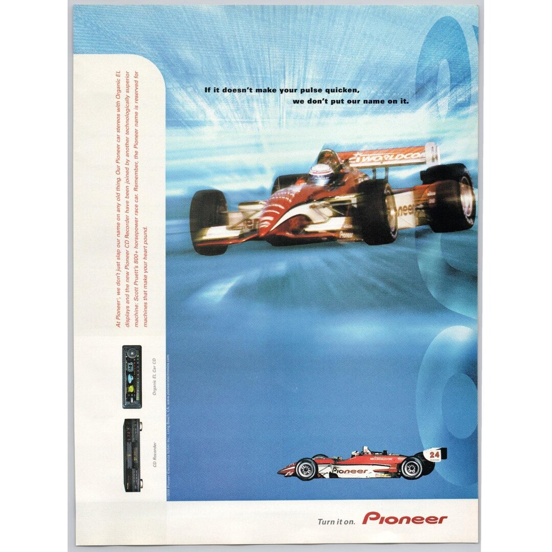 Pioneer Car Stereo Indy Racing Formula One Style Ad Magazine Print Ad ...