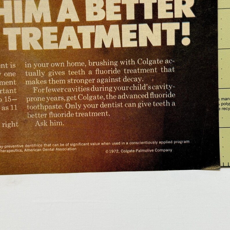 Colgate Fluoride Toothpaste Dentist Dental Health Child Care Print Ad ...