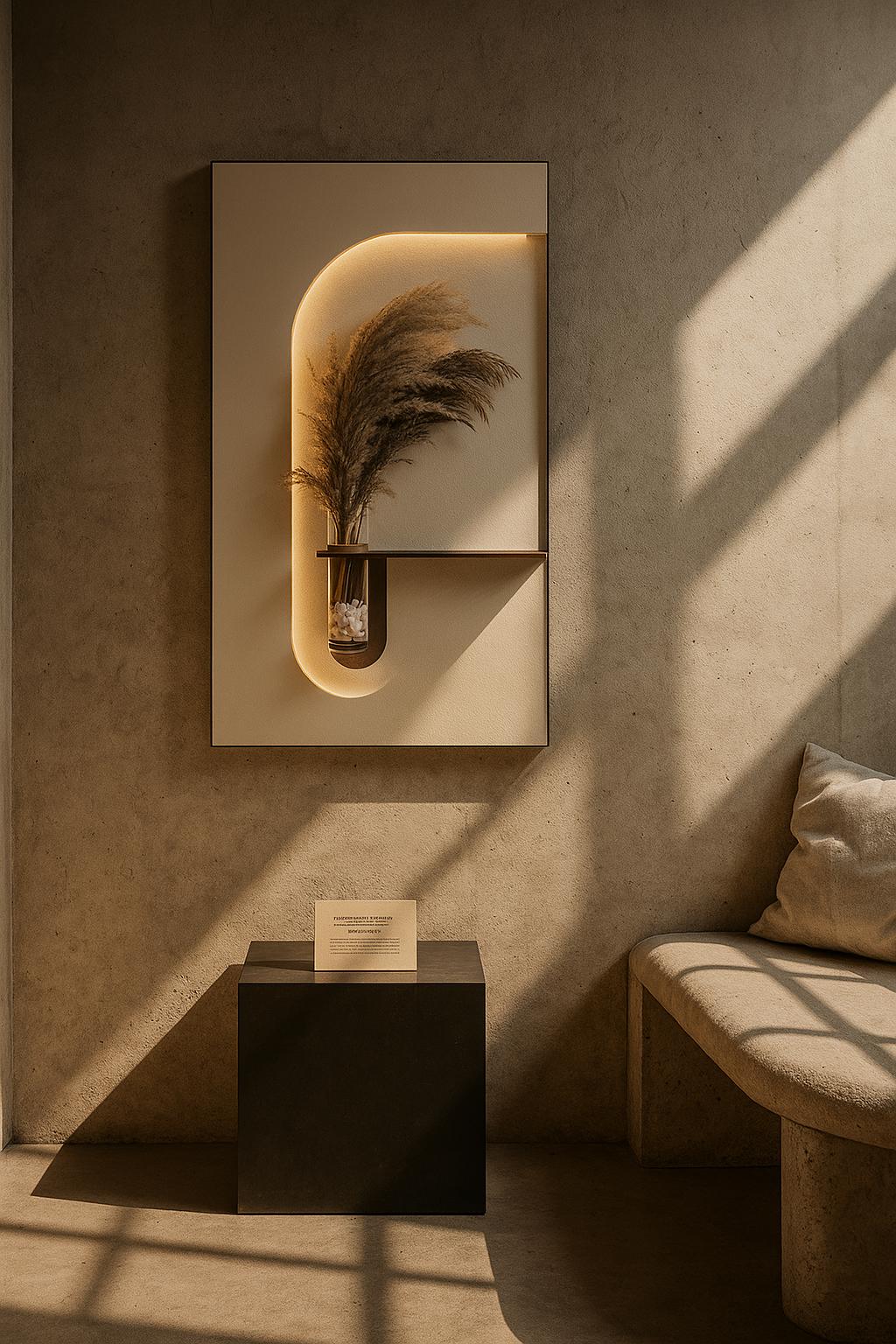 LED Light Pampas Wall Art, Rustic Modern Dried Flower Decor, Handmade ...