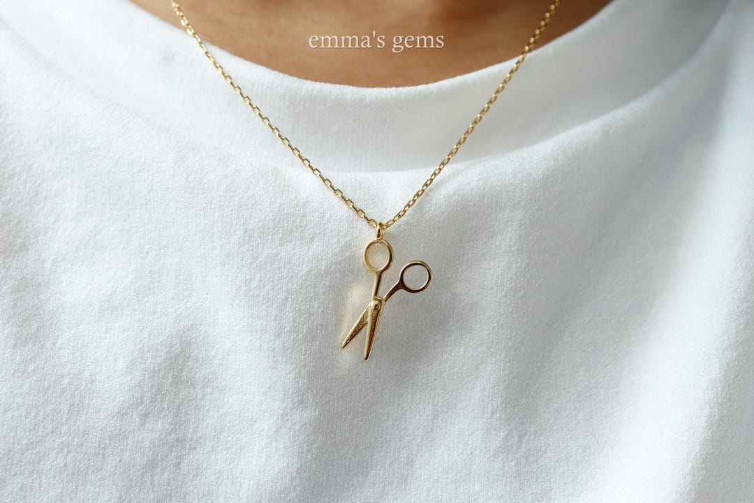 Dainty Scissor Charm Necklace, Craft Scissors, Hair Stylist Minimal ...
