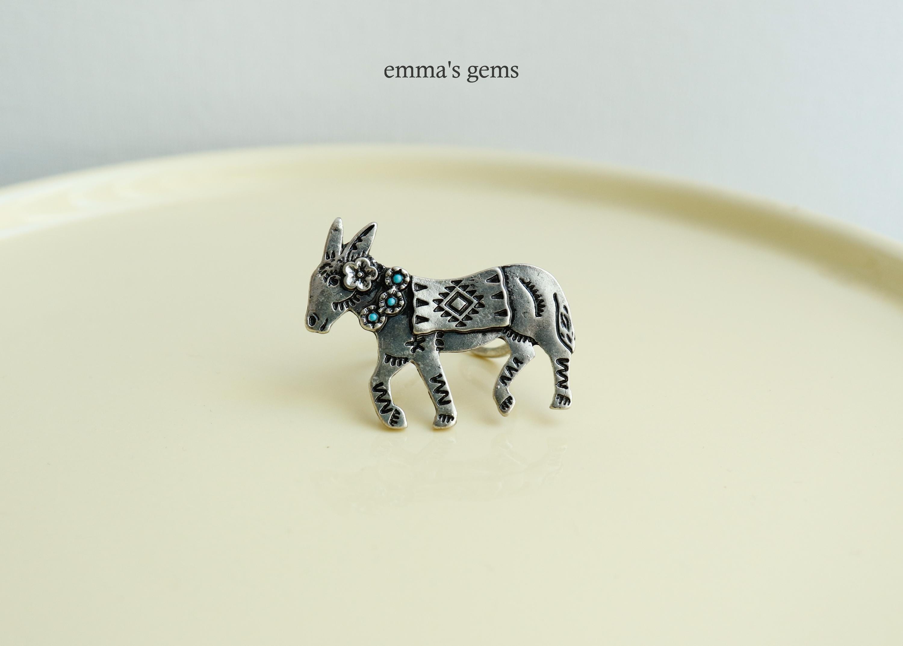 Large Burro Donkey Ring, Metal Jewelry, Antique Aztec Style, Southwest ...