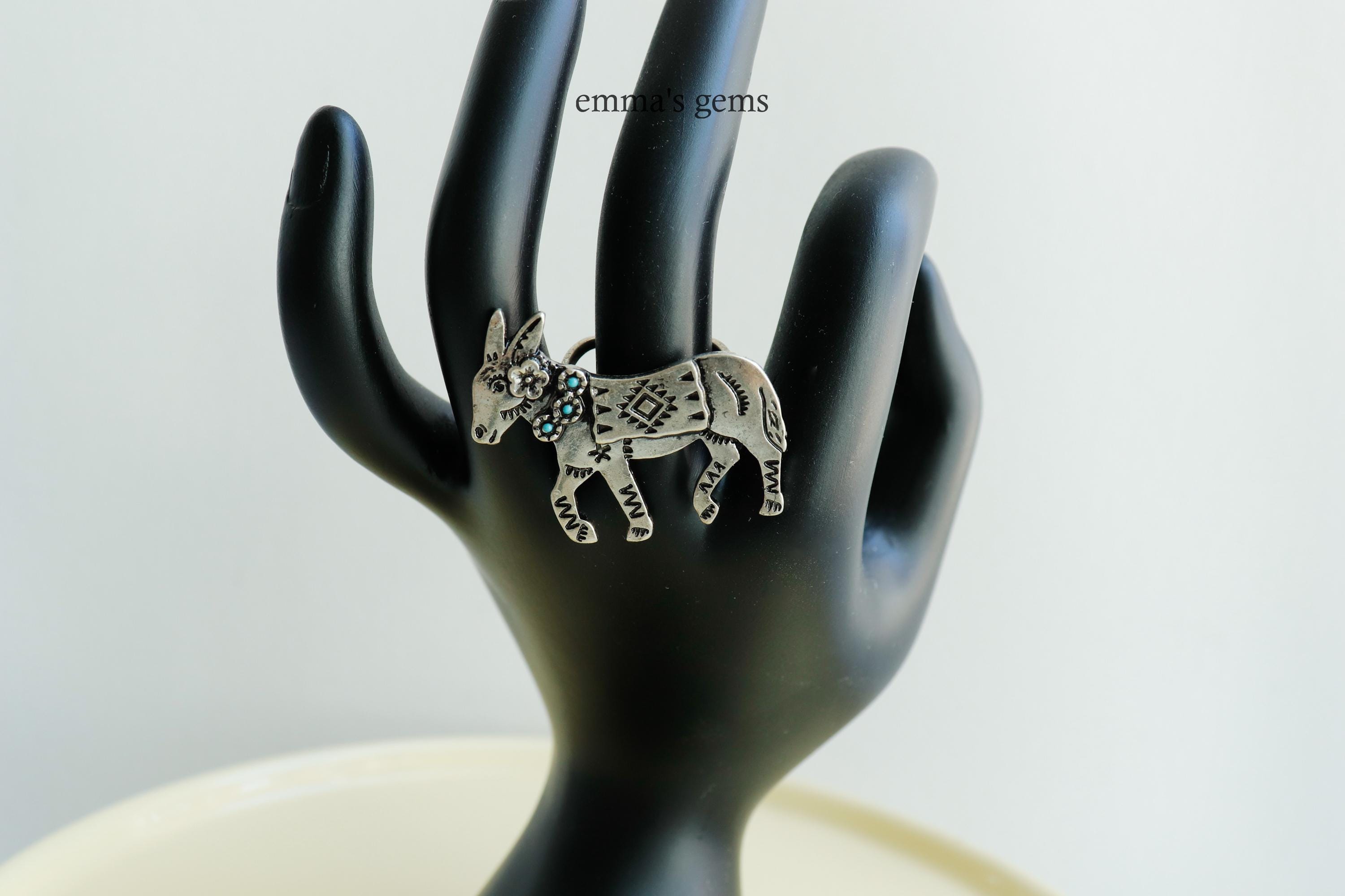 Large Burro Donkey Ring, Metal Jewelry, Antique Aztec Style, Southwest ...