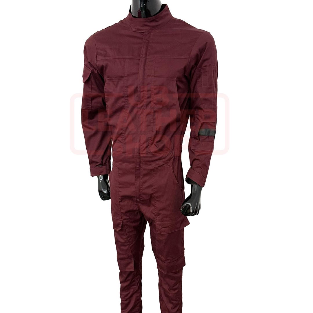 Custom Maroon Pilot Cosplay Flight Suit – Sci-fi Starfighter Pilot ...