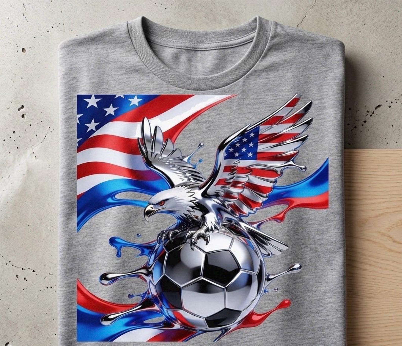 USA Soccer Eagle 2026 World Cup PNG, Metallic Chrome American Flag ...