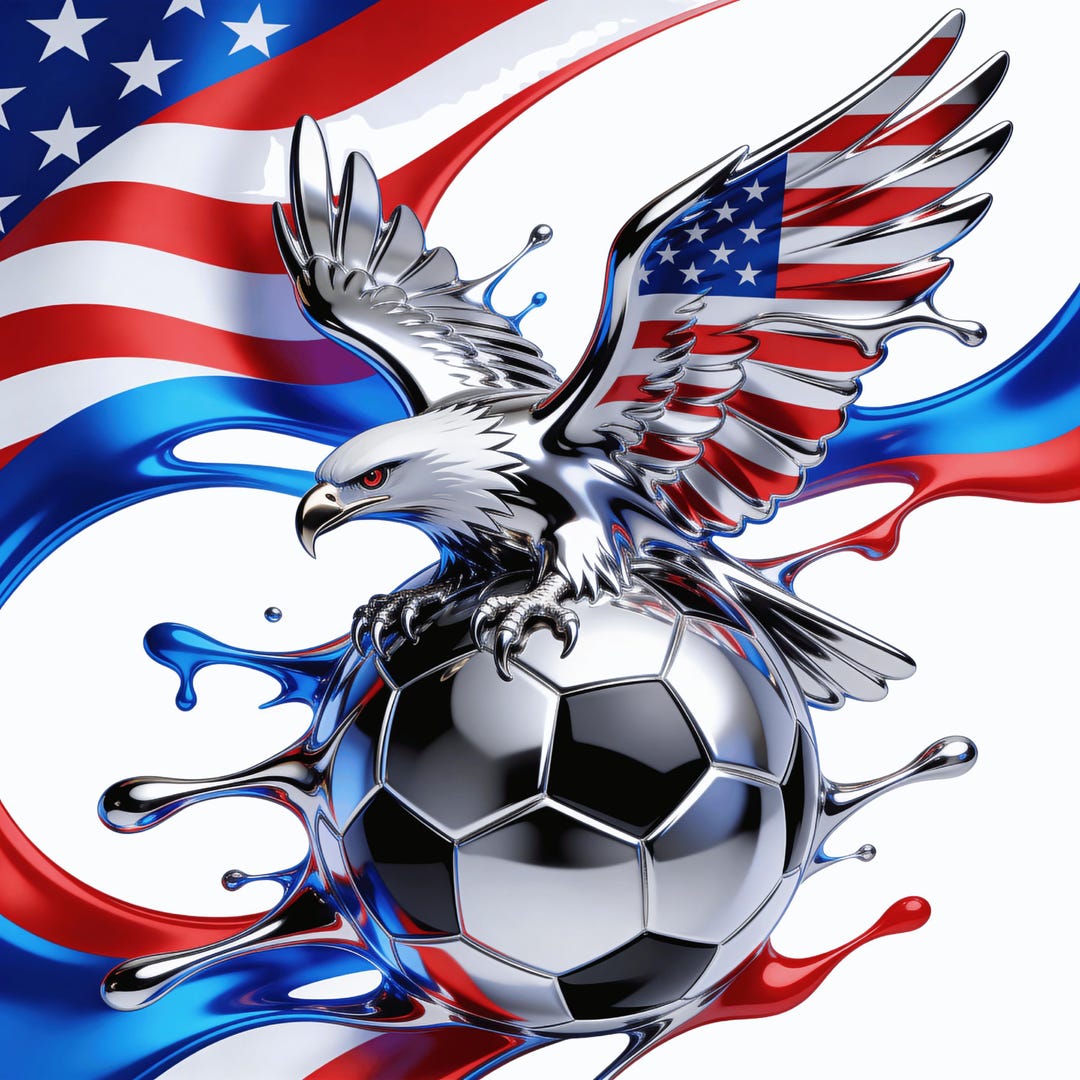 USA Soccer Eagle 2026 World Cup PNG, Metallic Chrome American Flag ...