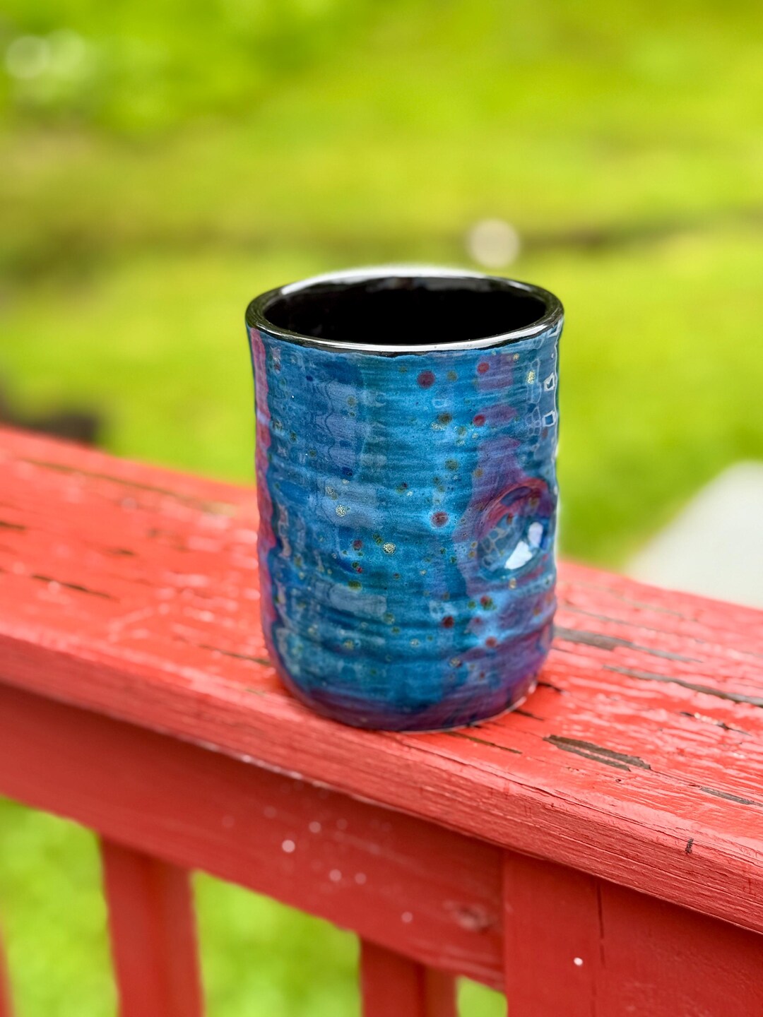 Hand Glazed Thumb Mug: Monet's Pond Design, 20 Ounce - Etsy