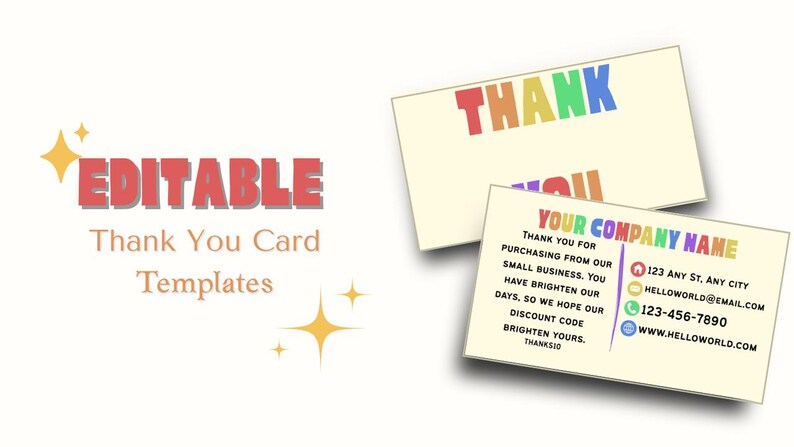 DIY Custom Canva Design Thank You Cards Template for Small Business ...