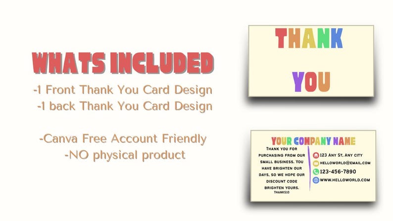 DIY Custom Canva Design Thank You Cards Template for Small Business ...