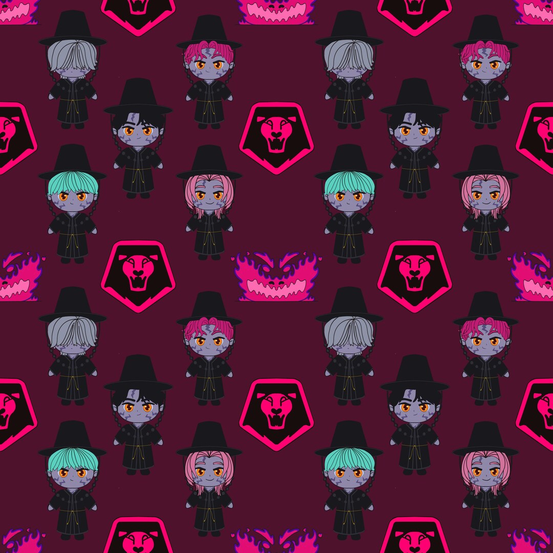 Seamless Pattern Kpop Demon Hunters - Chibi Demon Saja - Etsy