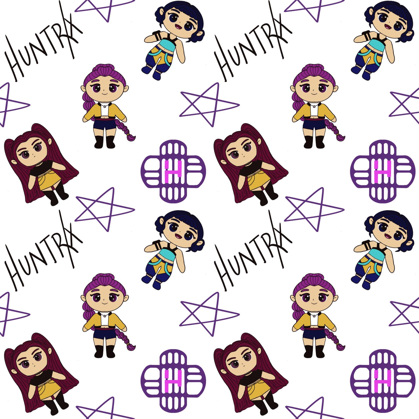 Seamless Pattern Kpop Demon Hunters - Chibi Huntrix - Etsy