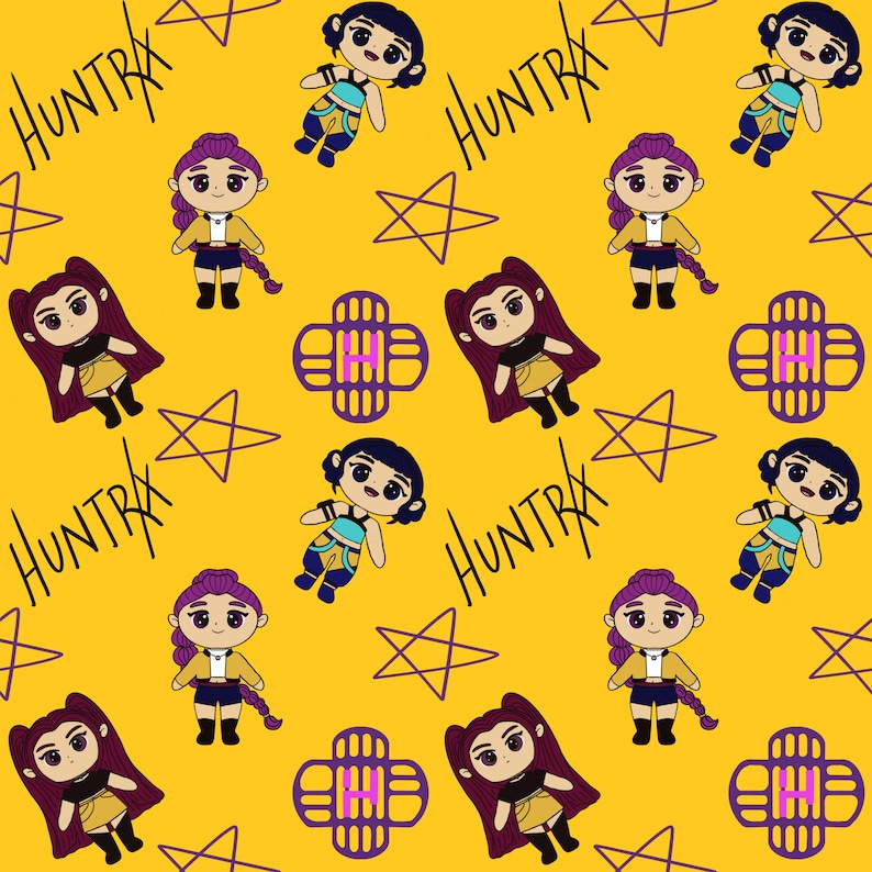 Seamless Pattern Kpop Demon Hunters - Chibi Huntrix - Etsy